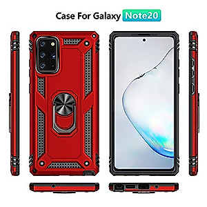 Military Grade Drop Impact for Samsung Galaxy Note 20 Case Note 20 5G Case 360 Metal Rotating Ring Kickstand Holder Armor Heavy Duty Shockproof Case for Galaxy Note 20 5G Phone Case (Black)
