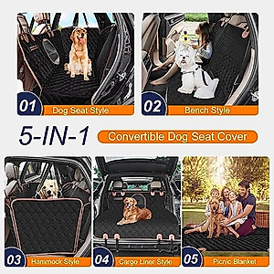 LOOBANI Dog Seat Cover for Back Seat, Waterproof Car Seat Cover, Anti-Scratch Dog Hammock for Car, Back Seat Protector for Road Trip, Fits Cars SUV & Truck