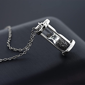 Gem Stone King 925 Sterling Silver Diamond and Gemstone Birthstone Dust Hourglass Necklace For Women With 18 Inch Silver Chain