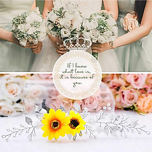 BAROGIRL Wedding Hair Vine Accessory Sunflower Bride Headpiece Gold Flower Headband for Women and Girls (Silver)