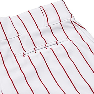 CHAMPRO Men' Triple Crown Knicker Style Baseball Pants with Knit-in Pinstripes and Reinforced Sliding Areas White,scarlet ,Large