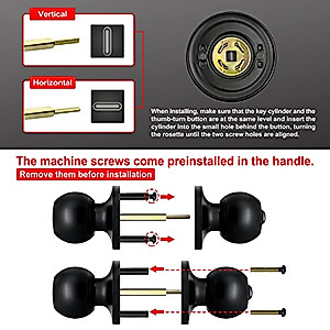 BESTTEN Matte Black Keyed Entry Door Knob, Entrance Door Lock, Standard Ball, All Metal