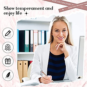 16 Pcs Rose Gold Ballpoint Pen Set Include Diamond Pen Metal Stylus Pen Liquid Sand Pen Flower Pen Glitter Retractable Pen Black Ink Slim Ballpoint Pen for Wedding Party Office School Home Supplies