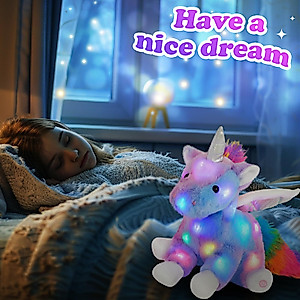 CozyWorld 16.5" Unicorn Light up Unicorn Stuffed Animal Glowing Soft Plush Toys Decor Birthday Christmas Children's Day Gifts for Toddlers Boys Girls Kids