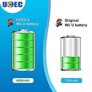 UCEC 6600mAh Wii U Gamepad Battery Replacement Rechargeable Battery Pack Wii Accessories for Nintendo Wii U Gamepad WUP-010, WUP-012