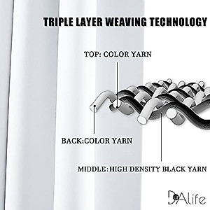 DUALIFE Pure White Room Darkening Curtains for Living Room - 63 Inch Length Rod Pocket Thermal Insulated Energy Saving Noise Reducing Curtains for Bedroom Set of 2 Panels (White 42x63)