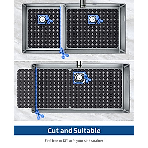 Bligli Sink Mat for Stainless Steel/Ceramic Sinks, 2 Pack 15.7x11.8 inches PVC Sink Protectors for Bottom of Kitchen Sink, Dishes and Glassware drain Mats, Durable and Fast Draining (Black)