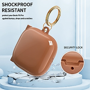 Beats Fit Pro Case Cover,AIRSPO Clear Case for Apple Beats Fit Pro 2021 Shockproof Protective Beats Fit Pro Earbuds Case Covers with Keychain (Dune)