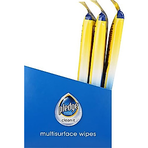 Pledge Multisurface Furniture Polish Wipes, Works on Wood, Granite, and Leather, Cleans and Protects, Fresh Citrus - Pack of 1 (25 Total Wipes)