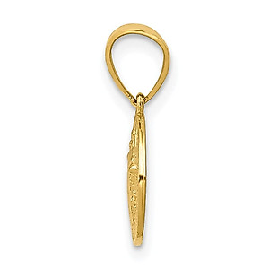 Diamond2Deal 14k Yellow Gold San Benito 2 Sided Round Small Pendant Fine Jewelry for Women (L- 16.85 mm W- 10 mm)