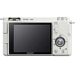 Sony ZV-E10 Mirrorless Camera Vlogger Kit with 16-50mm F3.5-5.6 Lens ILCZV-E10L/W White Bundle with ACCVC1 Including GP-VPT2BT Grip + Filters + Wide & Telephoto Lenses + Deco Gear Case & Accessories