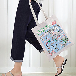 BWWKTOP Florida State Canvas Tote Bag Florida Souvenirs Gifts Florida Travel Bag Florida Tourism Bag Florida Shoulder Bag (Florida)
