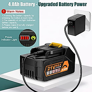 BHY 320 CFM 150 MPH Cordless Leaf Blower with 4.0Ah Battery & Charger, 6-Speed Dial, 2 Section Tubes - Electric Battery Powered Leaf Blower, Versatile and Easy to Use for Yard Work, Dust, Snow Debris