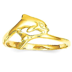 IceCarats 14K Yellow Gold Sea Dolphin Ocean Fish Beach Nautical Ring Size 6.00