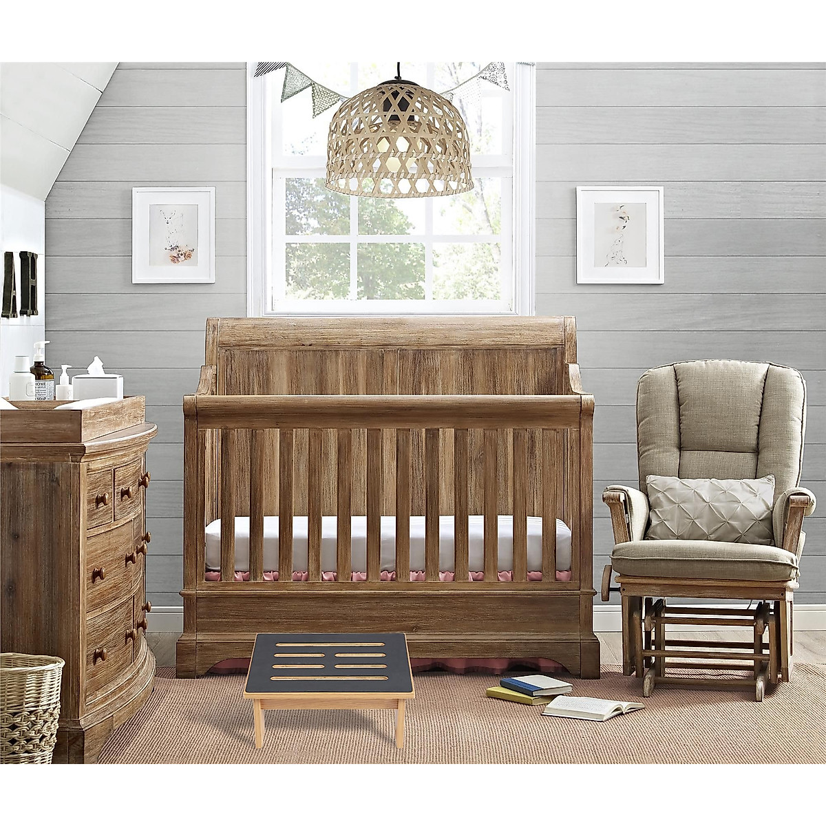 One Step Stools for Adults 6.5in with Non-Slip Rubber Stepping Surface, Indoor/Outdoor Wooden Step Stools, 580lbs Carrying Capacity, Suitable for Kitchen, Bathroom, Bedside Support…