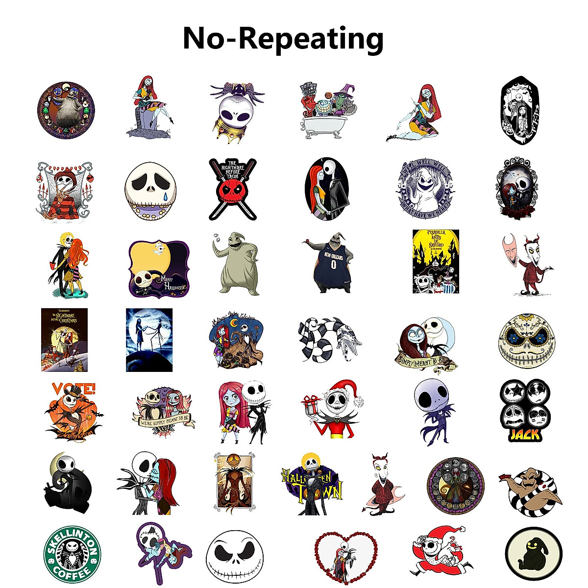 Nightmare Before Christmas Stickers, Halloween Theme Stickers 50 Pcs, Cute Vinyl Waterproof Stickers Decal for Laptop, Water Bottles, Notebooks, Skateboard and Guitar