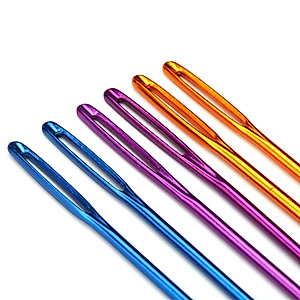 Wool Needles Colorful Bent Tip Tapestry Needles Large-Eye Aluminium Sewing Knitting Needles