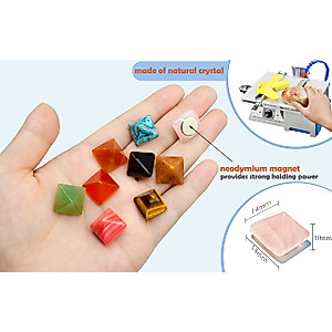 Crystal Pyramid Refrigerator Magnets, 9 Pcs Colorful Small Cute Fridge Magnets, Strong Magnets for Fridge, Whiteboard, Kitchen, Office, and School, Locker