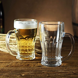 QAPPDA Beer Mugs Set,Glass Mugs With Handle 18oz,Large Beer Glasses For Freezer,Beer Cups Drinking Glasses 520ml,Pub Drinking Mugs Stein Water Cups For Bar,Alcohol,Beverages Set of 8…
