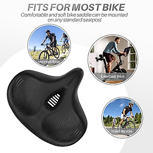 Oversized Bike Seat for Peloton Bike & Bike+, Comfort Seat Cushion Compatible with Peloton, Road or Exercise Bikes, Bicycle Wide Saddle Replacement for Men and Women, Black