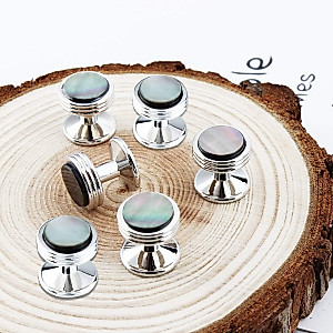 Mens Mother of Pearl Cufflinks and Studs Set for Tuxedo Shirt Studs for Men with a Gift Box