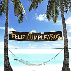 Feliz Cumpleanos Large Banner Spanish Happy Birthday Banner, Birthday Porch Decorations, Happy Birthday Lawn Sign for Spanish Speaker Indoor Outdoor Backdrop 8.9 x 1.6 Feet