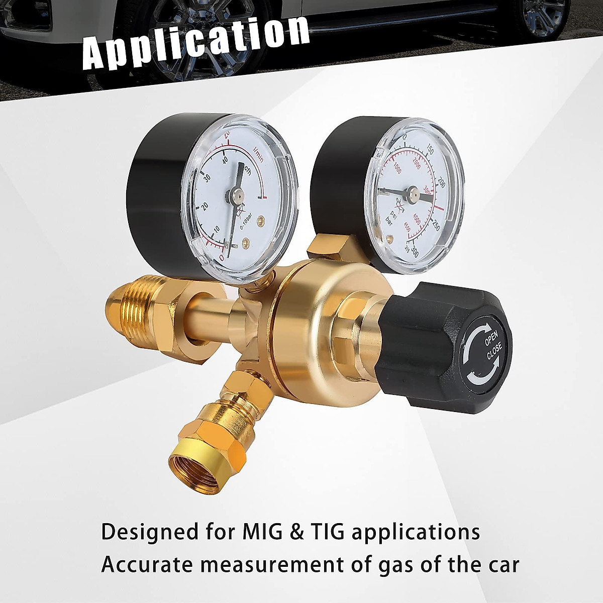 ATPEAM Argon CO2 Regulators Gauges | Gas Welding Regulator CGA580 Compatible with Miller Lincoln Mig Tig Weld 0-4500PSI / 0-10BAR 2" Dual-Gauges Female 5/8" and Male 9/16" Outlet