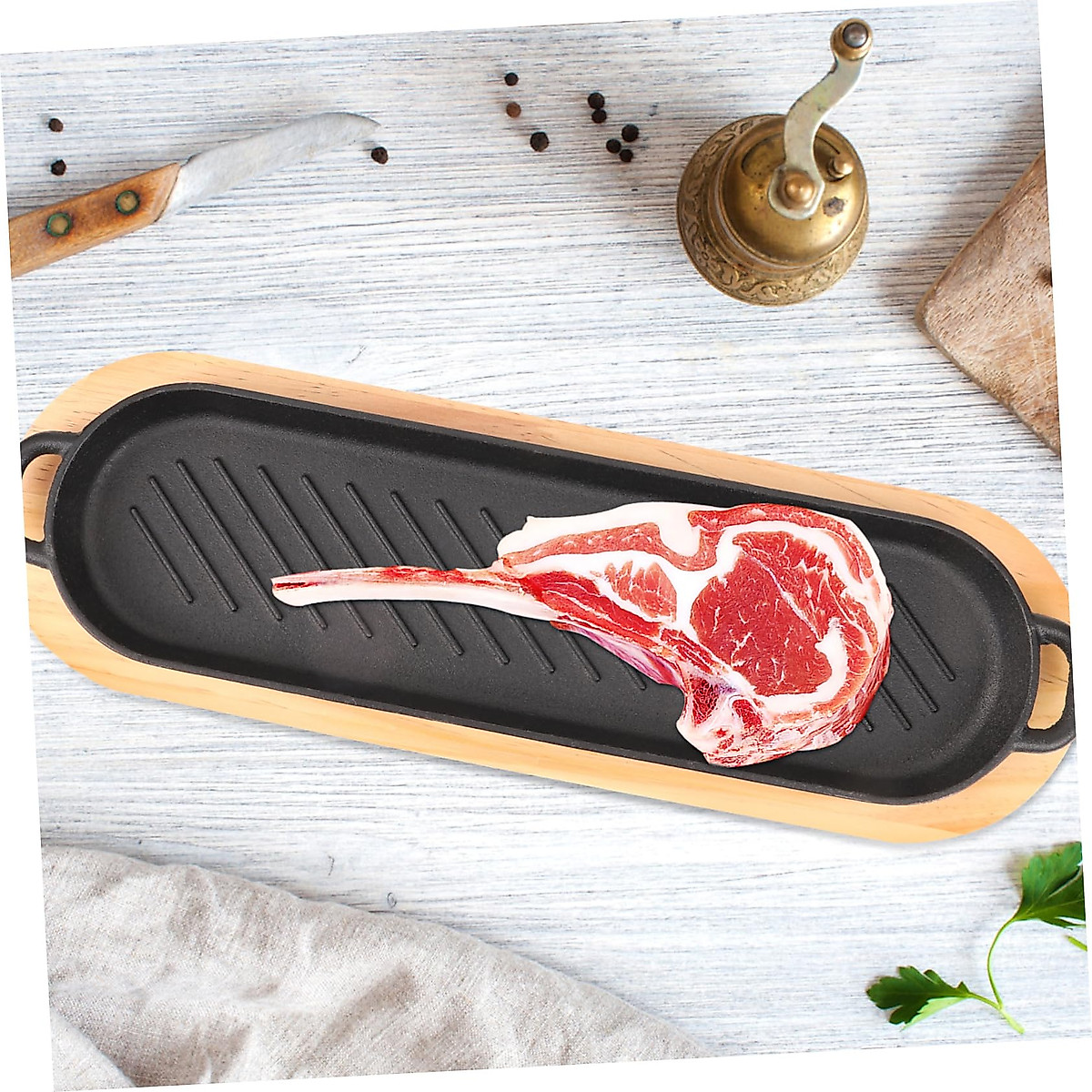 OKUMEYR Grill Plate Creative Baking Pan Steak Pan Cast Iron Serving Plate Frying Plate Steak Grill Pan Household Steak Pan Non-stick Steak Pan Cast Iron Steak Plate Grilling Food Pan