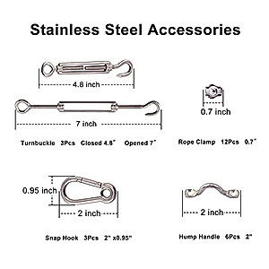 BEDLLEL Stainless Steel Cable Light Kit, String Lights Guide Wire Globe Outdoor Hanging Kit for Garden or Patio Include 150 fts Cable, Turnbuckle and Hooks