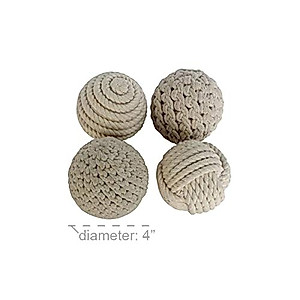 Deco 79 Jute Handmade Orbs & Vase Filler with Varying Designs, Set of 4 4"D, Brown
