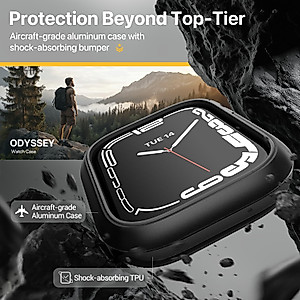 MAGEASY Aircraft-Grade Aluminum Rugged Case for Apple Watch Ultra 2, Apple Watch Ultra 49mm | 2 in 1 Metal Hard Shell with Shockproof Inner Bumper for Max Protection, Odyssey - Titanium