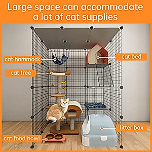 Eiiel Large Cat Cage Enclosure Indoor DIY Cat Playpen Detachable Metal Wire Kennels Crate 2x3x4 Large Exercise Place Ideal for 1-3 Cat…