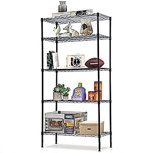 Dkelincs 5-Tier Wire Shelving Metal Utility Steel Storage Shelves for Garage Kitchen Living Room 24" L X 14" W X 60" H Shelf Unit Organizer Rack, Black