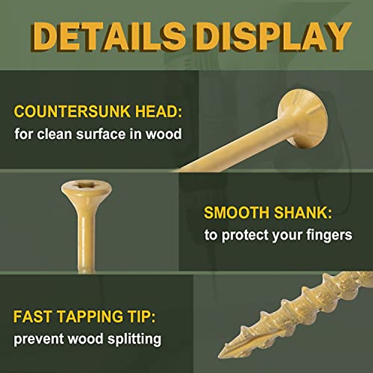 LIONMAX Deck Screws 2 Inch, Wood Screws #8 x 2, 200 PCS, Rust Resistant, Exterior Epoxy Coated, Outdoor Decking Screws, Torx/Star Drive Head Screw, T25 Star Bit Included, Tan