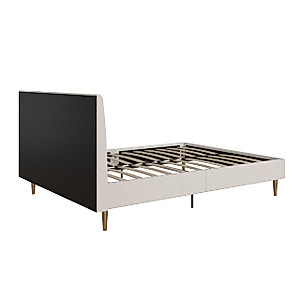 Mr. Kate Daphne Upholstered Bed with Headboard and Modern Platform Frame, Queen, Ivory Velvet