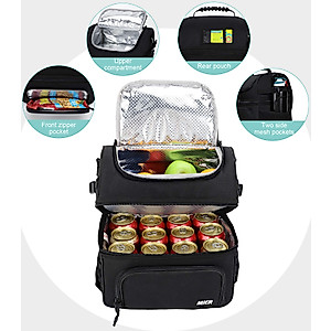 MIER Dual Compartment Lunch Bag Tote with Shoulder Strap with Long Lasting Freezer Pack