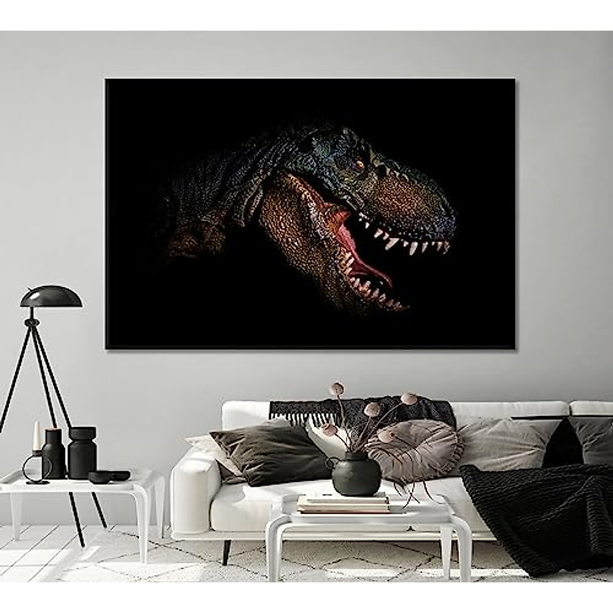 Dinosaur Head in the Dark Canvas Print 1 Panel / 36x24 inches