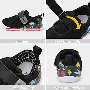 L-RUN Barefoot Shoes Kids Toddler Wide Toe Box Shoes Non-Slip Infant Sneakers Black 9.5-10 Toddler