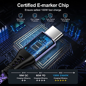 100W USB C to C Charging Cable for Samsung Galaxy A14 5G A13 A03S A23 S23 A54 A53 A34 A24 S22 Ultra S21 S20 FE Z Flip4 3 Z Fold4,iPad,Mac Book,Google Pixel 7a 7 Pro 7 6a 6 Pro 5a 2Pack 6FT Cord