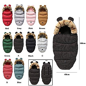 Baby Bunting Bags Universal Pram Footmuffs Winter Warm Windproof Waterproof Baby Sleeping Bag Suitable for Pushchairs, Strollers, Prams, Buggy, Car Seat (Black)