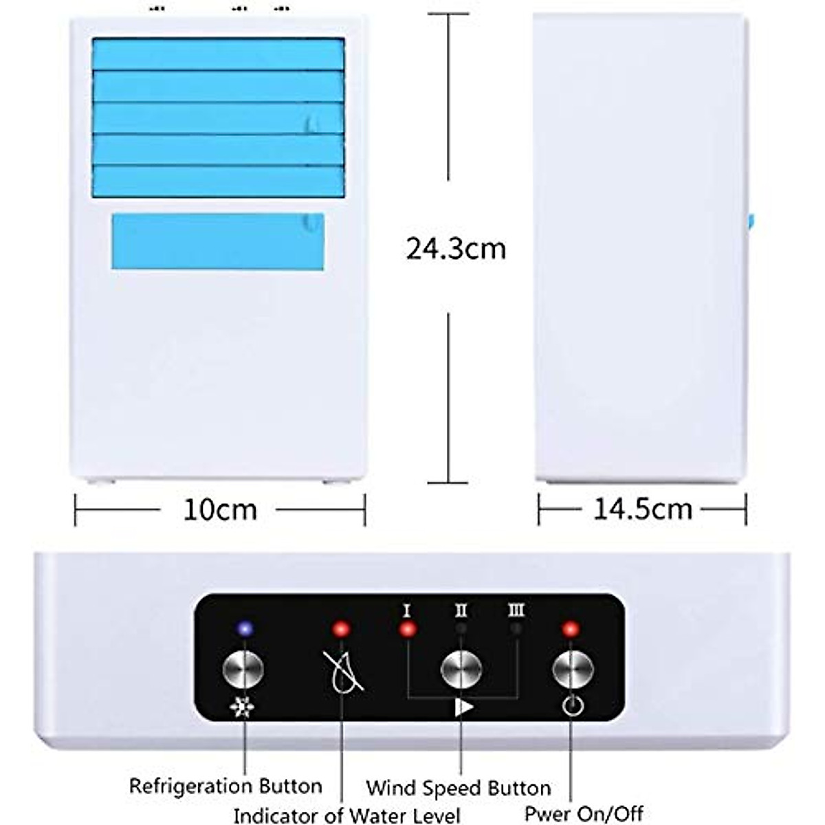 Personal Air Cooler - Evaporative Mini Air Conditioner with Icebox, 4-in-1 Portable Table Fan with 3 Fan Speeds, Quiet Mini Air Conditioner for Home & Office, Air Humidifier, AC Adapter Included