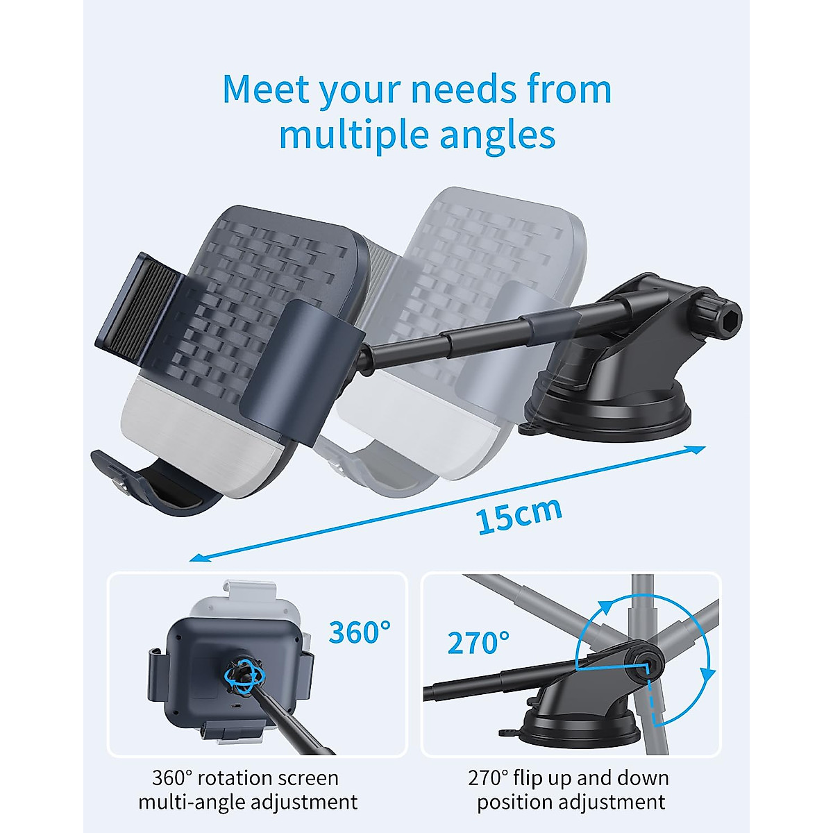 ANPULES Wireless Car Charger Mount for Google Pixel Fold, Dual Coil 15W Fast Charging Auto Clamping Car Charger for Pixel 8/ 8Pro, Dashboard Windshield Car Phone Holder for Google Pixel 7/7 Pro/6