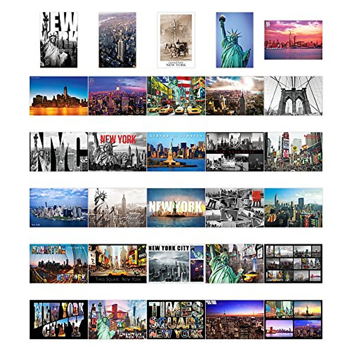New 60 Various NYC New York Collectible Photo Postcards 4x6 Inch with Box