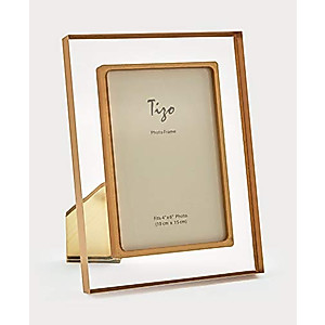 Tizo 5" X 7" Lucite Crystal Clear Photo Frame, Gold Backing