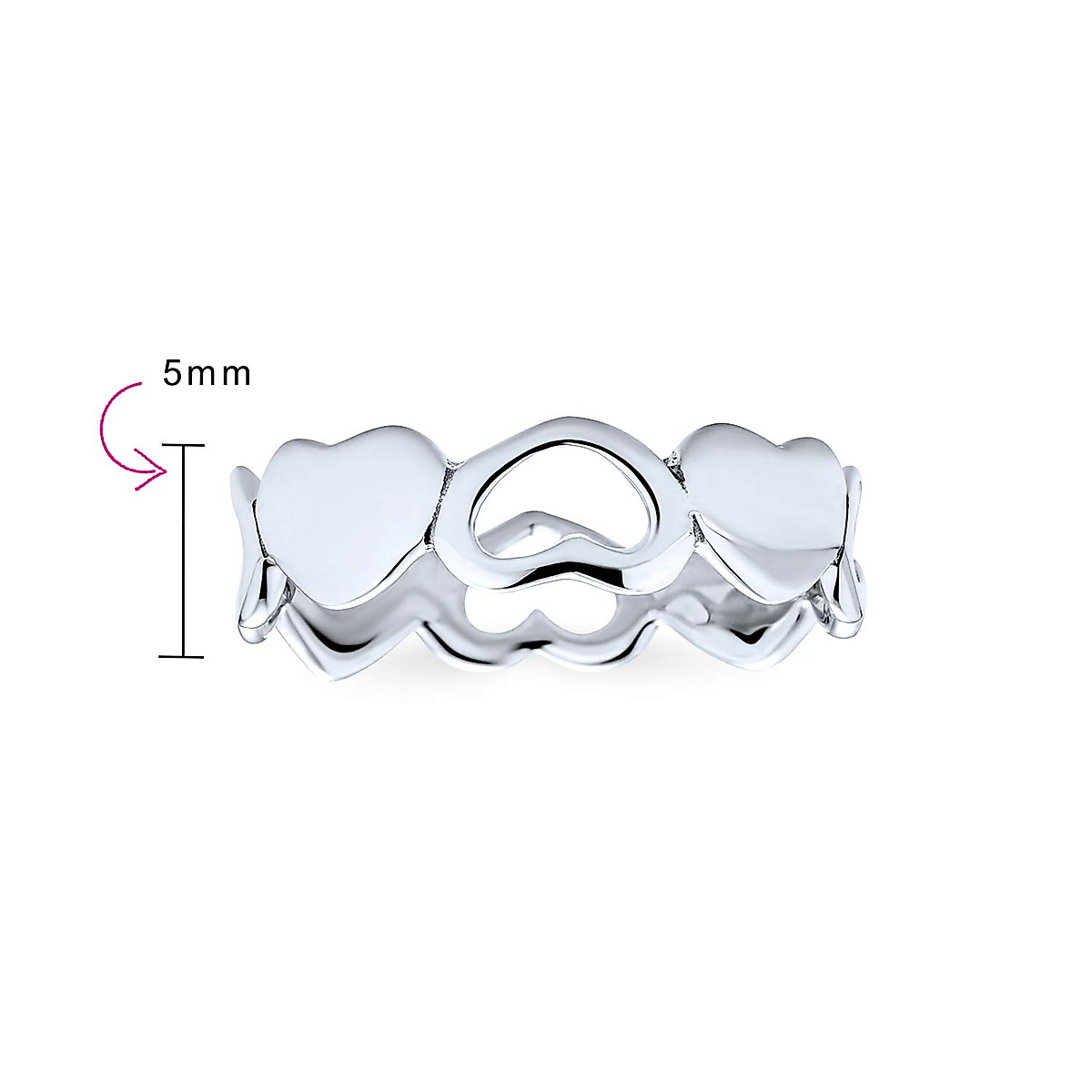 Personalized BFF Friendship Alternating Romantic Open Heart Eternity Band Promise Ring For Women Teen Girlfriend .925 Sterling Silver Customizable