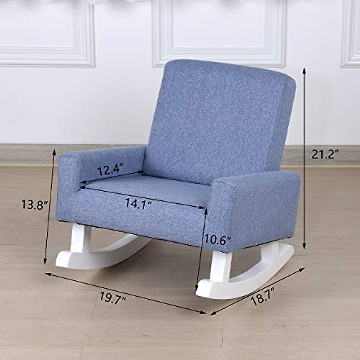 Yoonnie room Kid Sofa/Kid Armchair/Toddler Chair/Sofa for Children with Linen Fabric/Baby Sofa with Solid Rocking Foot/Kid Upholstered Chair for Unisex Children Using,Birthday Gift (Blue)