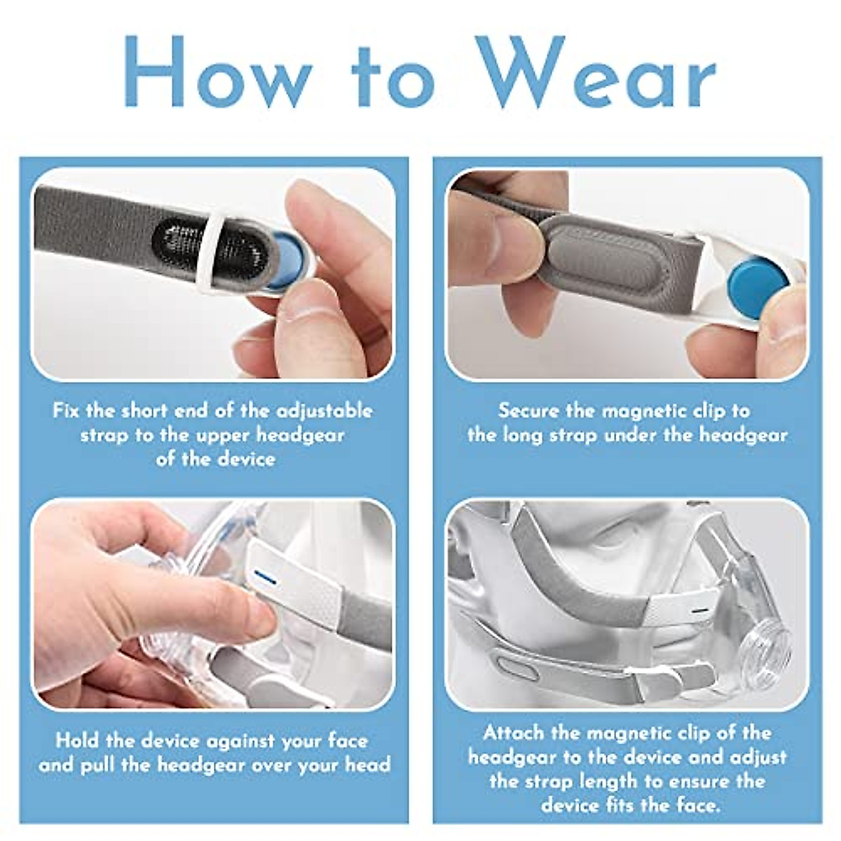 N20 Headgear Compatible with ResMed AirFit/AirTouch N20 Nasal Mask, Soft and Skin-Friendly N20 Replacement Head Strap with 2 Magnetic Clips - 2Pack Standard Size