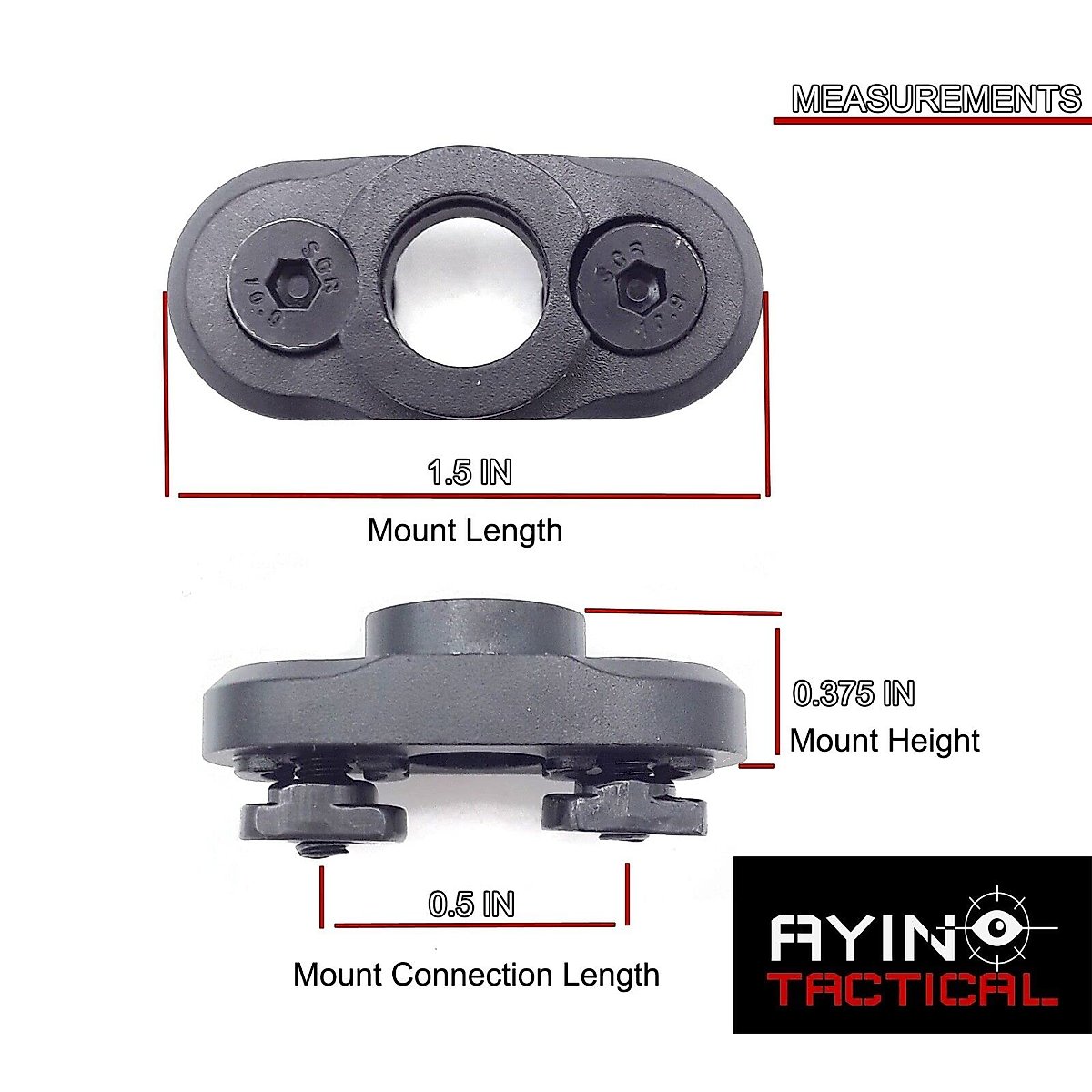 Two Point Sling with Push Attachment, Quick Thumb Loop Adjustment, and Sling Swivels - Color Options Available | AYIN (Black)