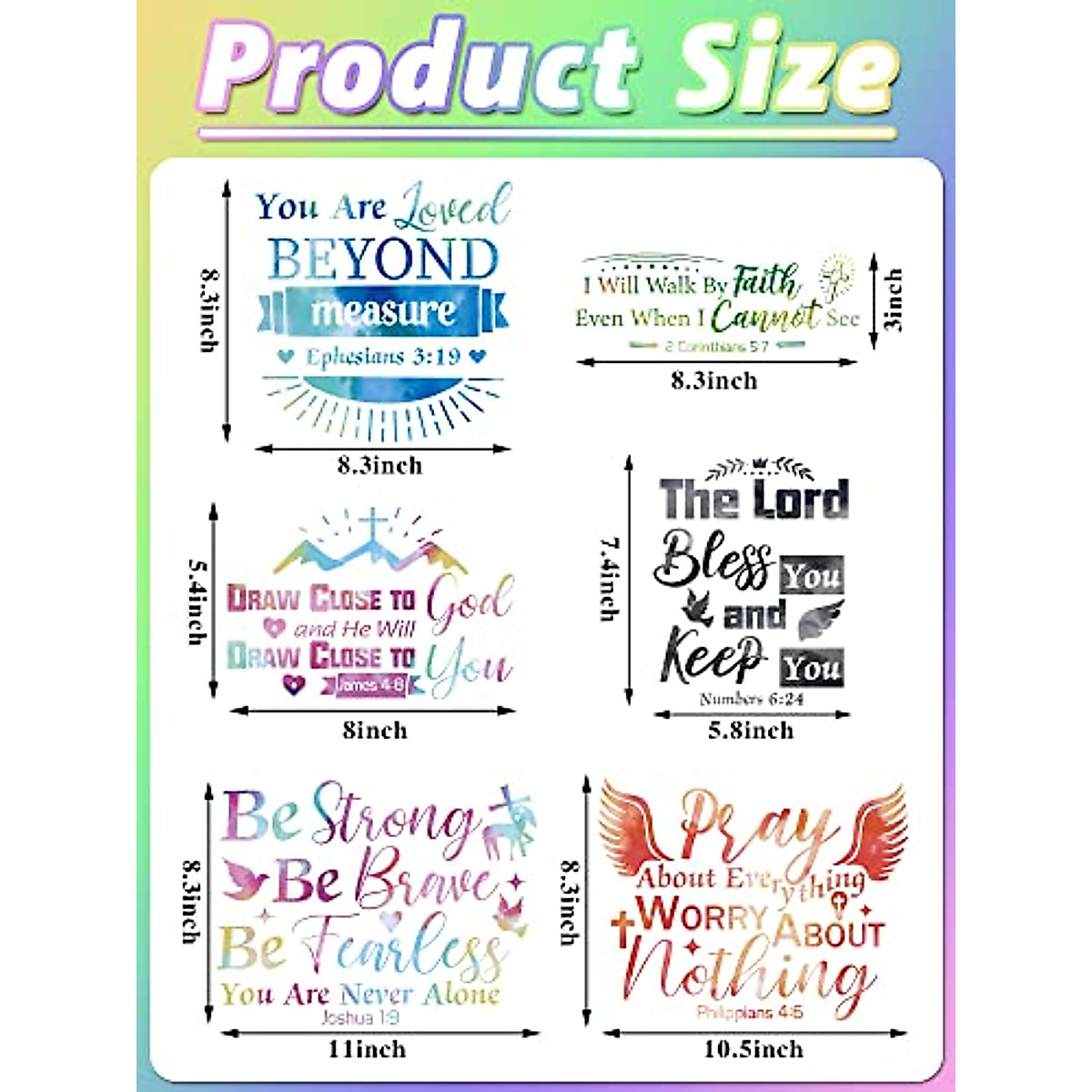 Laumoi Iron on Decals for Clothing Iron on Transfers for T Shirt HTV Heat Transfer Iron on Patches Bible Verse Jesus Inspirational Quote Sticker Applique for Hat Jacket DIY Craft (6 Pcs, Faith)