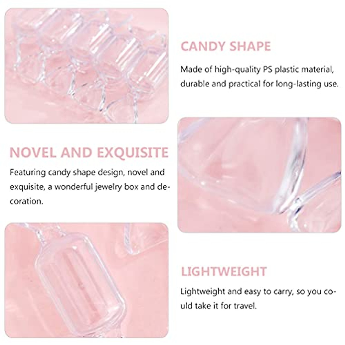 ARTIBETTER 24Pcs Candy Shaped Jewelry Box Mini Clear Jewelry Case Plastic Beads Storage Containers Travel Jewelry Case Beading Storage